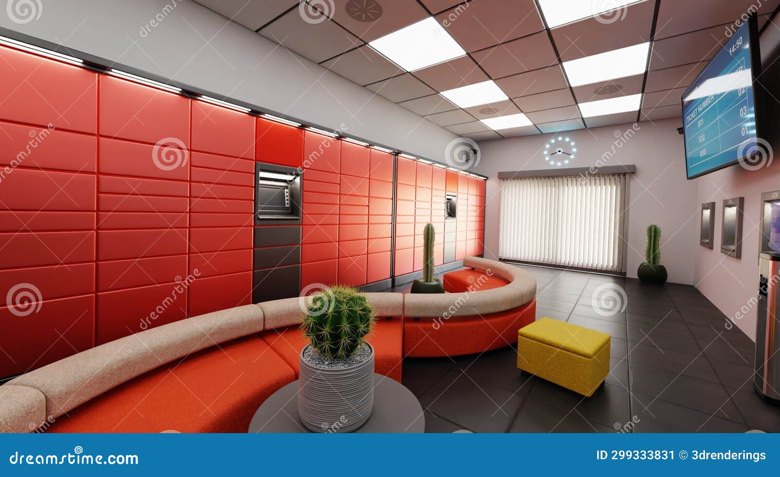 3D Render of Post Office Interior Stock Illustration - Illustration of ...