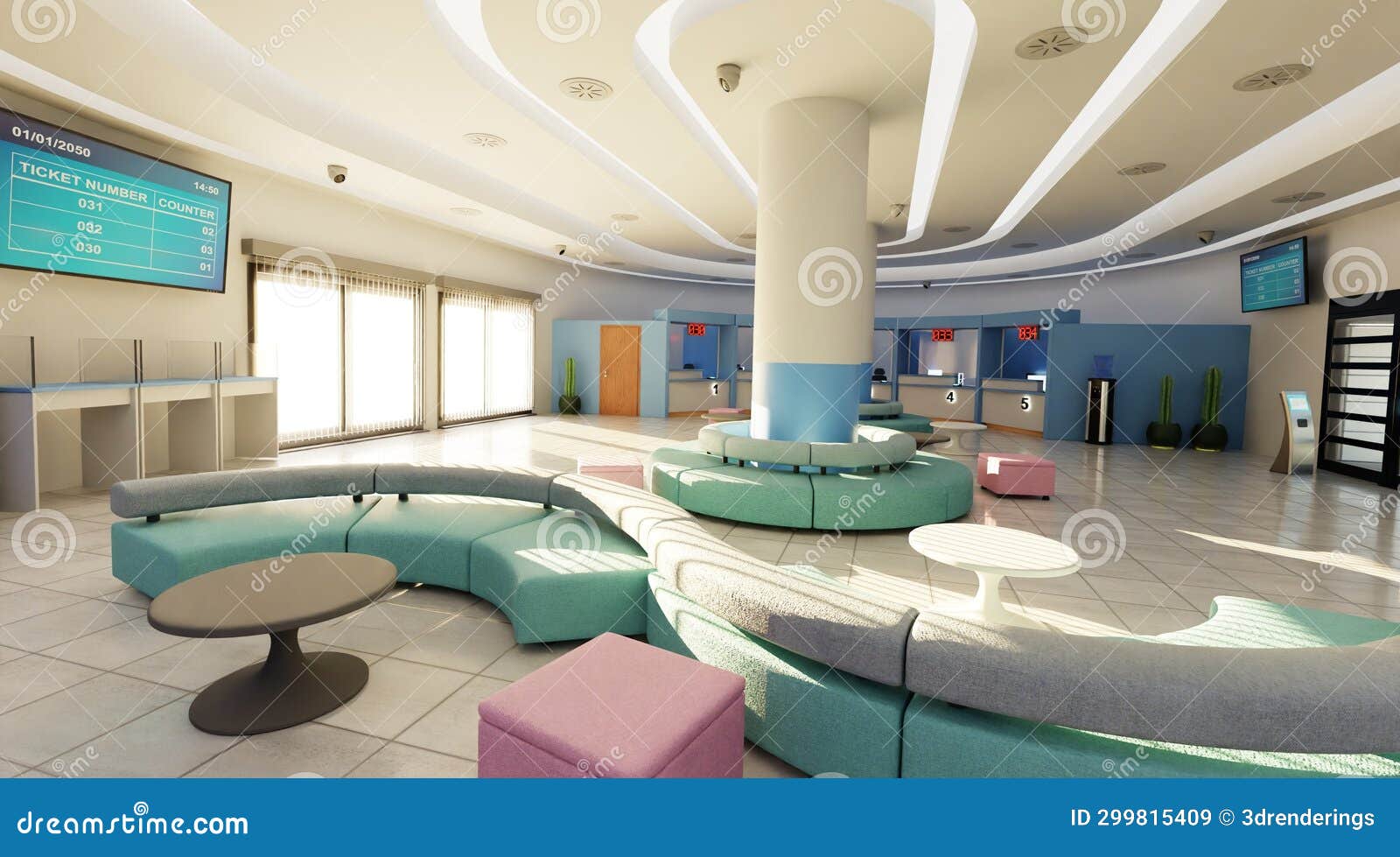 3D Render of Post Office Interior Stock Illustration - Illustration of ...