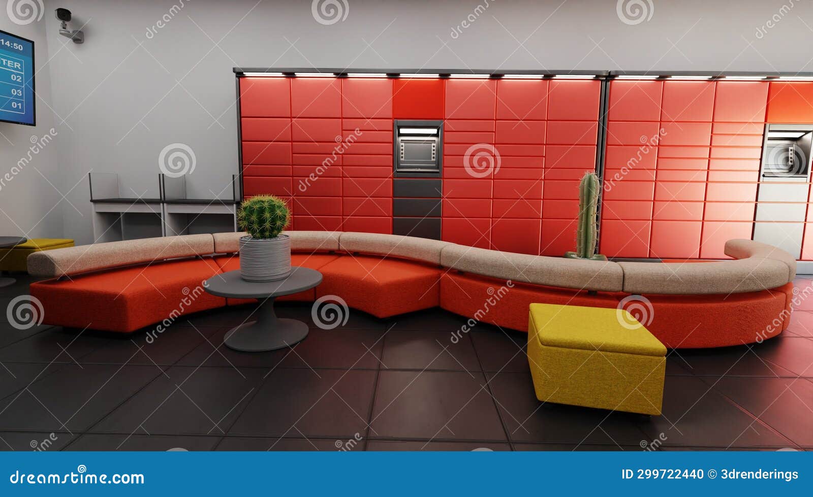 3D Render of Post Office Interior Stock Illustration - Illustration of ...