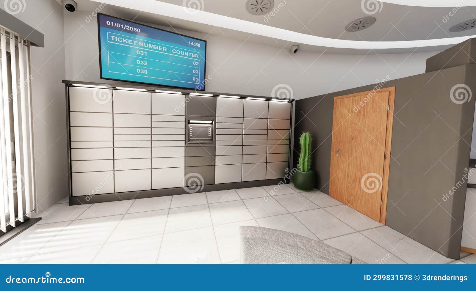 3D Render of Post Office Interior Stock Illustration - Illustration of ...