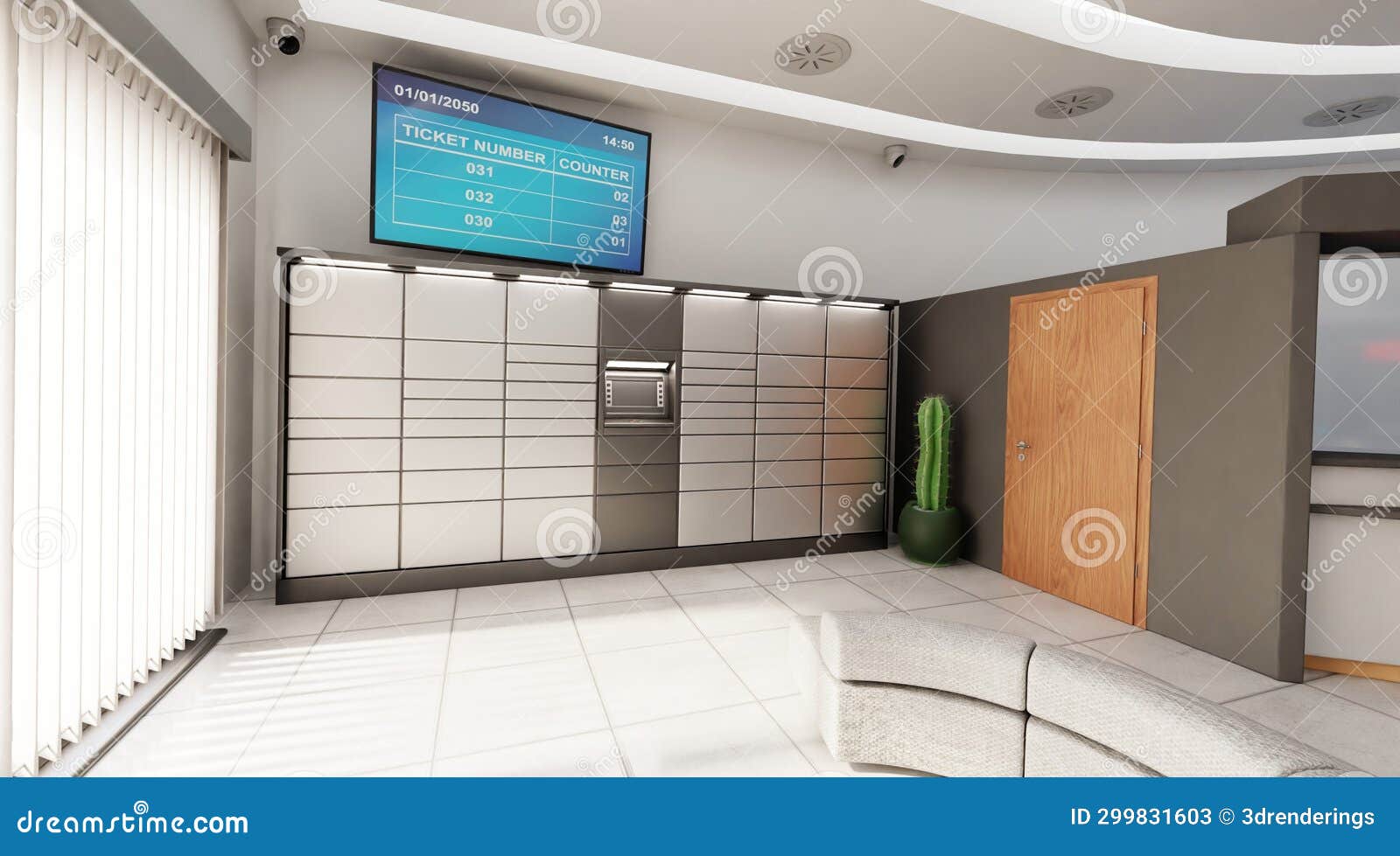 3D Render of Post Office Interior Stock Illustration - Illustration of ...