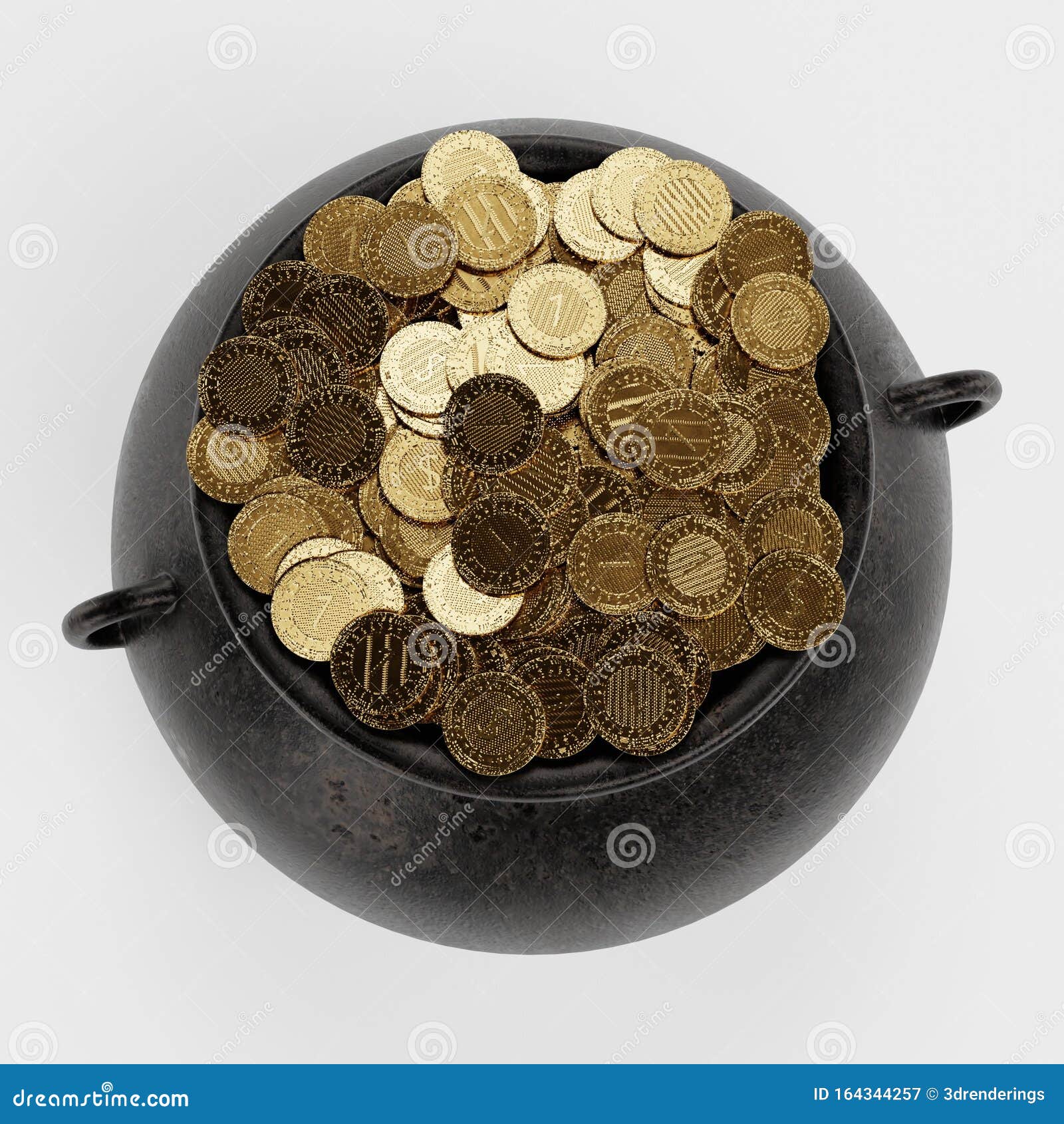 3d Render of Pot with Money Stock Illustration - Illustration of render ...