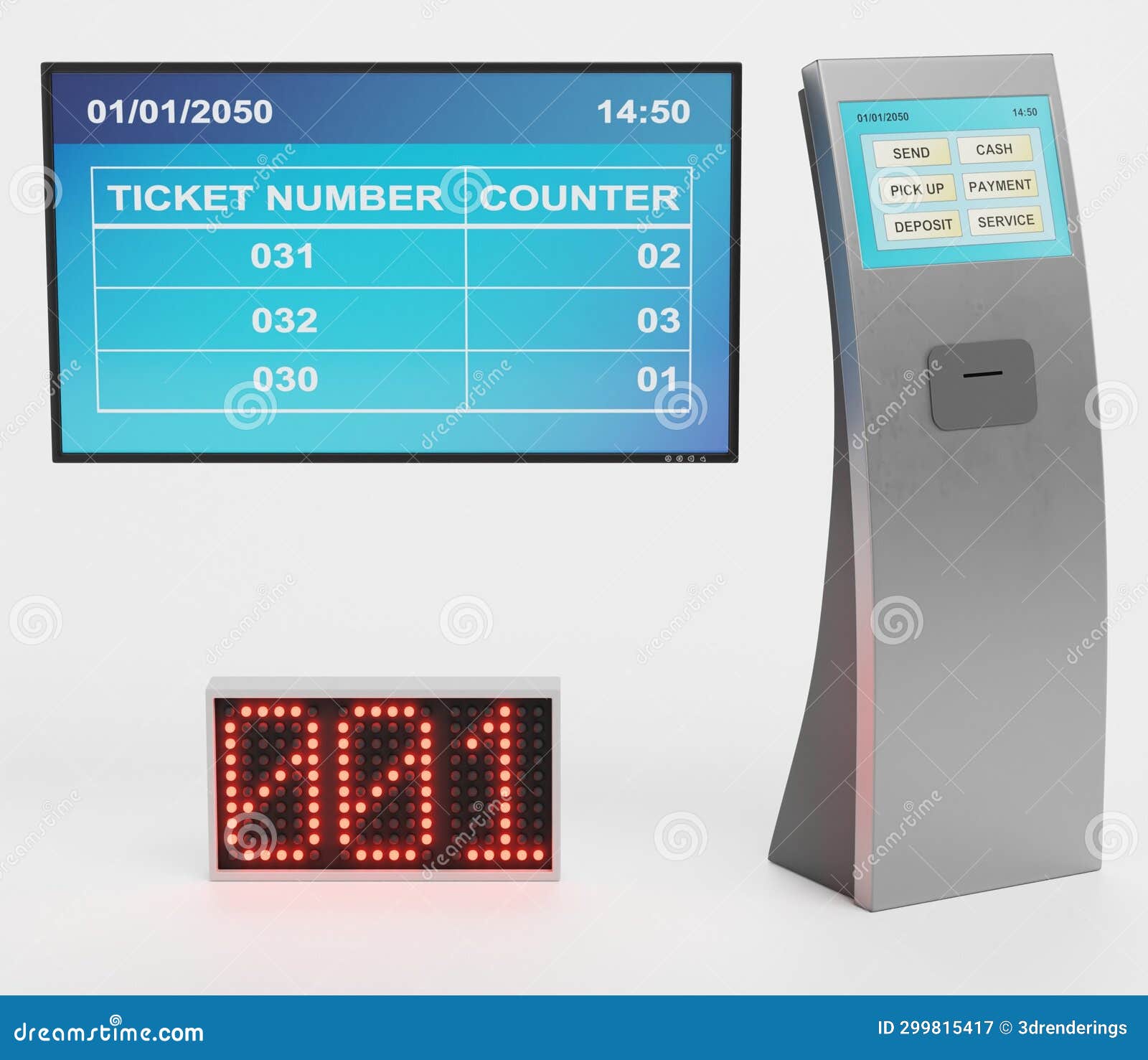 3D Render of Queue Management System Stock Illustration - Illustration ...