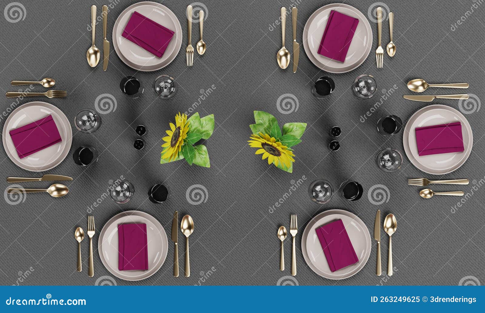 3D Render of Restaurant Table Stock Illustration - Illustration of ...