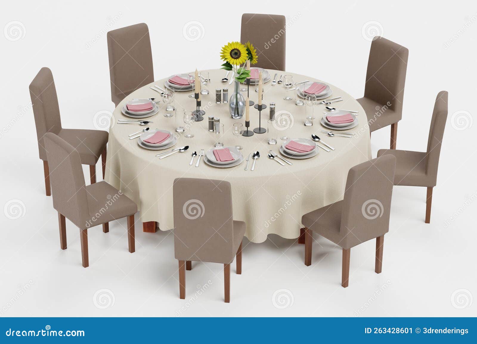 3D Render of Restaurant Table Stock Illustration - Illustration of ...