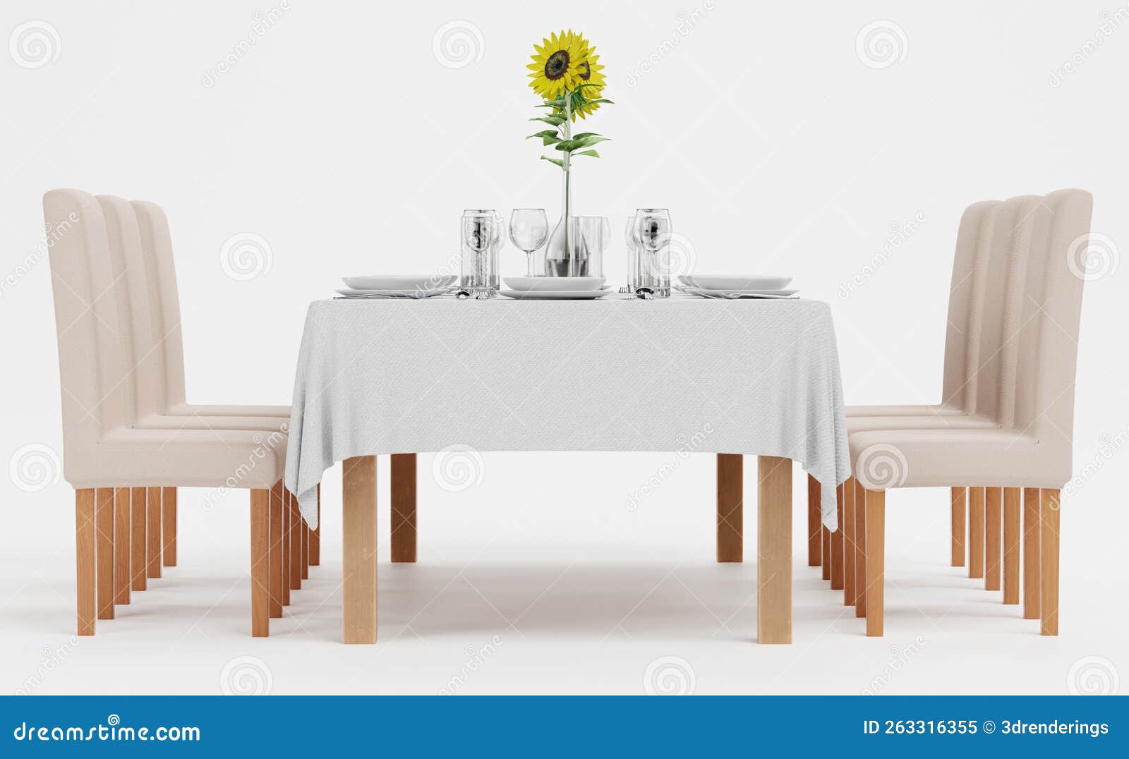 3D Render of Restaurant Table Stock Illustration - Illustration of ...