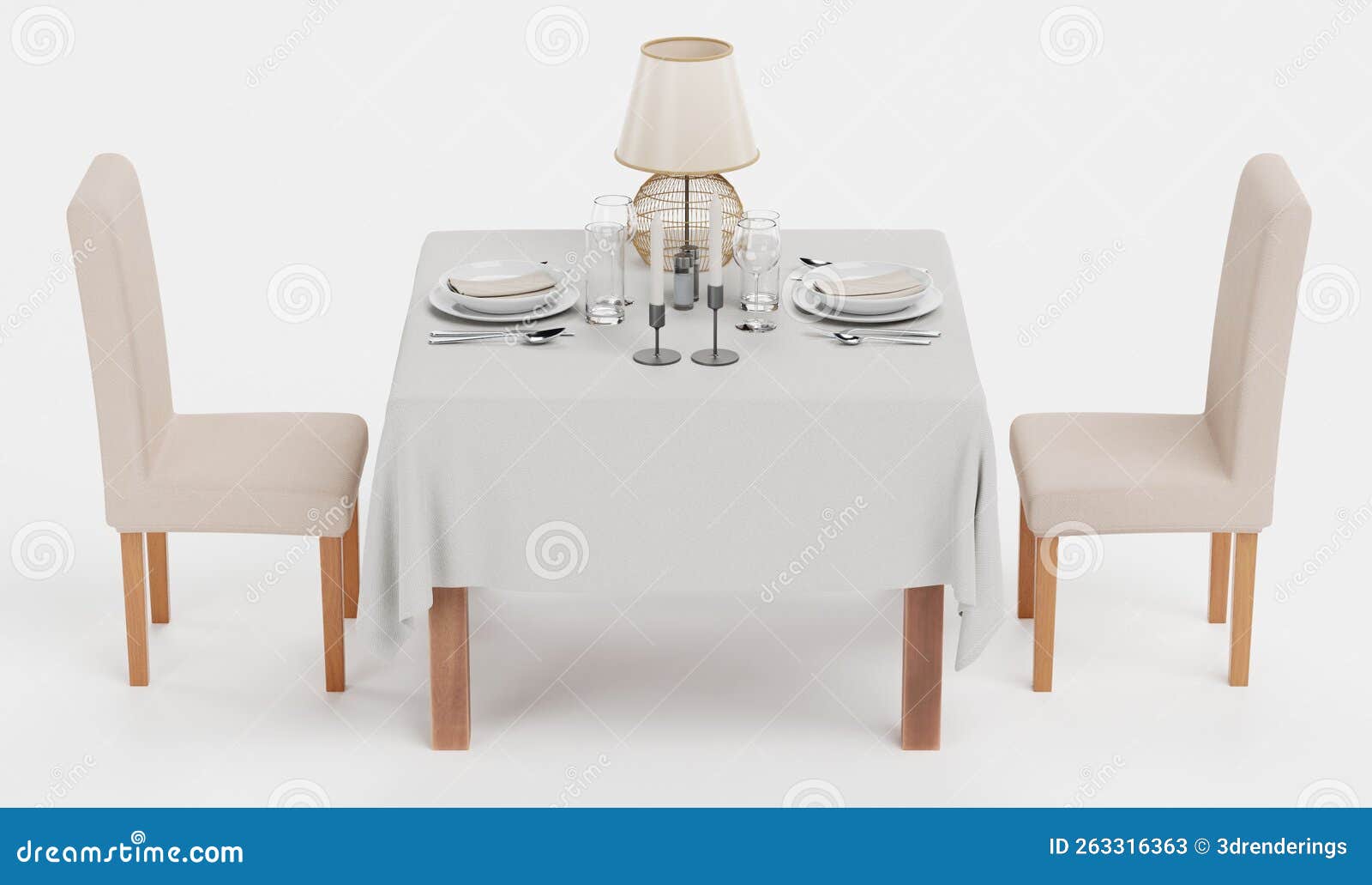 3D Render of Restaurant Table Stock Illustration - Illustration of ...