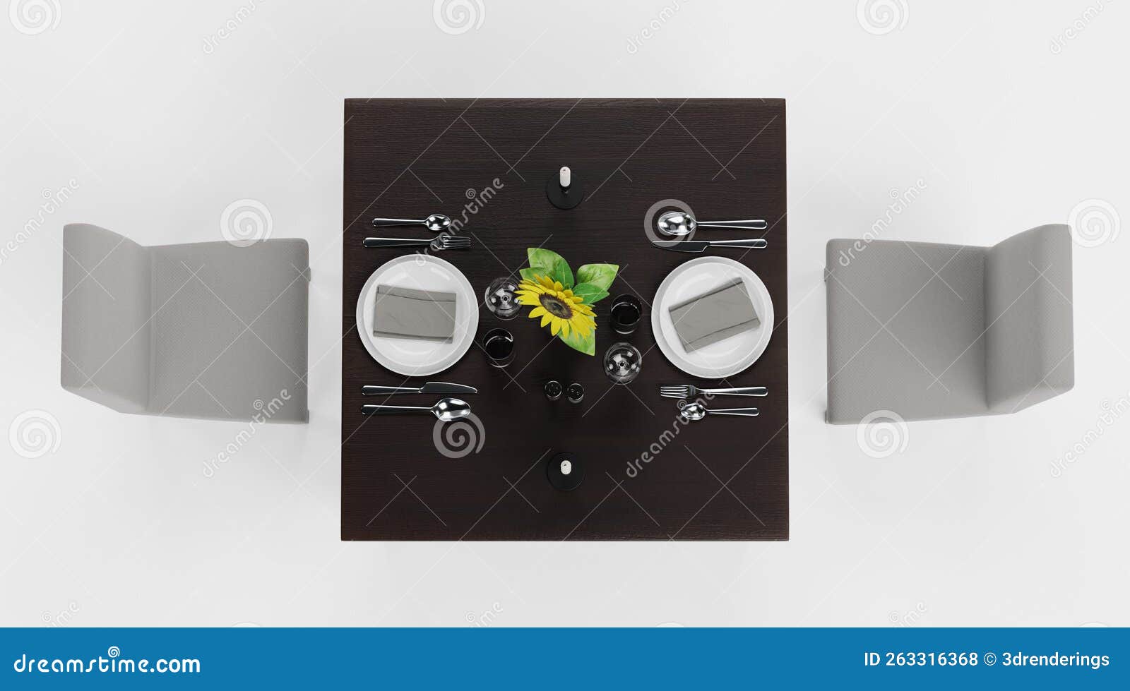 3D Render of Restaurant Table Stock Illustration - Illustration of ...