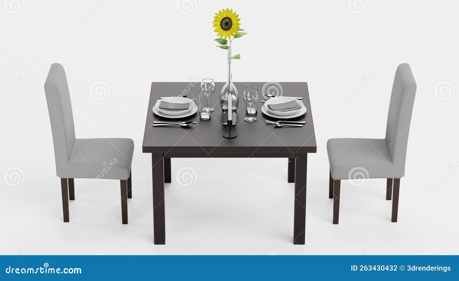 3D Render of Restaurant Table Stock Illustration - Illustration of ...
