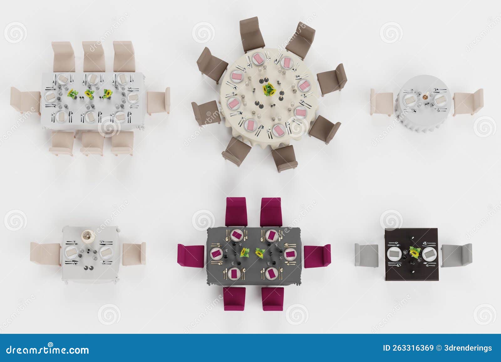 3D Render of Restaurant Tables Stock Illustration - Illustration of ...