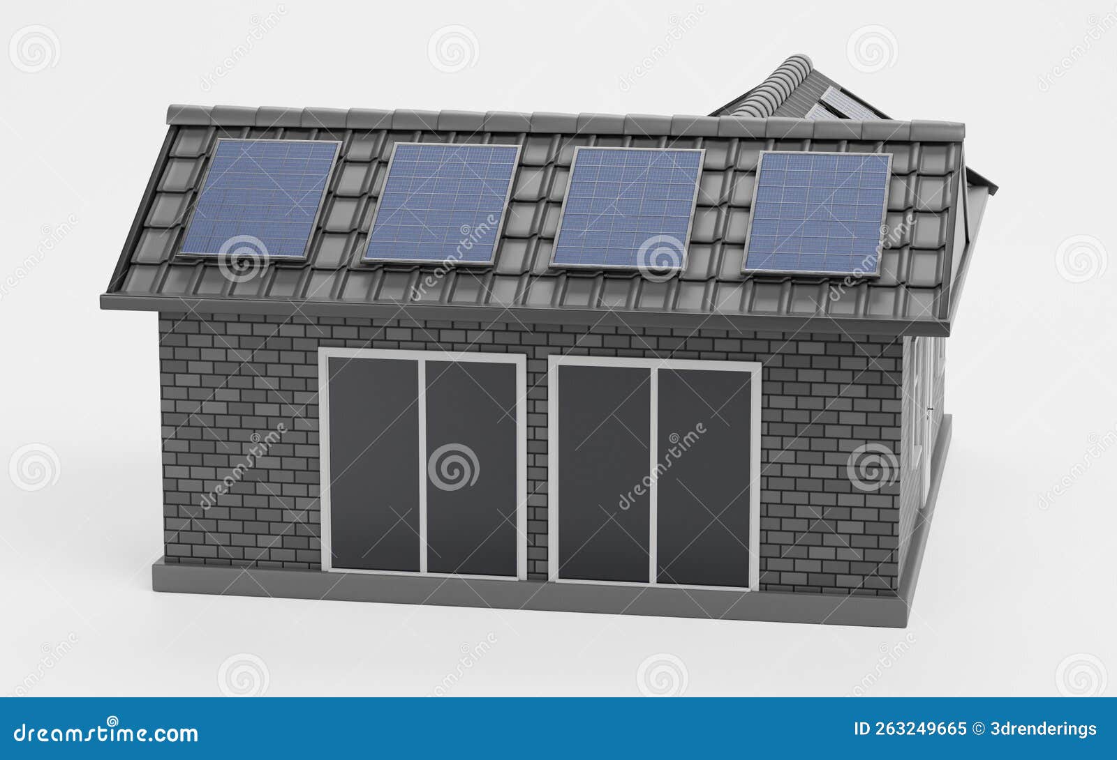 3D Render of Solar House stock illustration. Illustration of panel ...