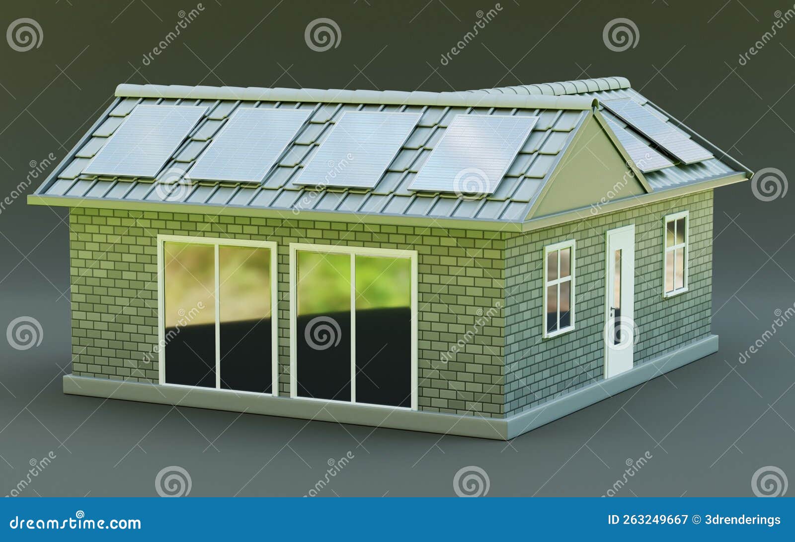 3D Render of Solar House stock illustration. Illustration of wood ...