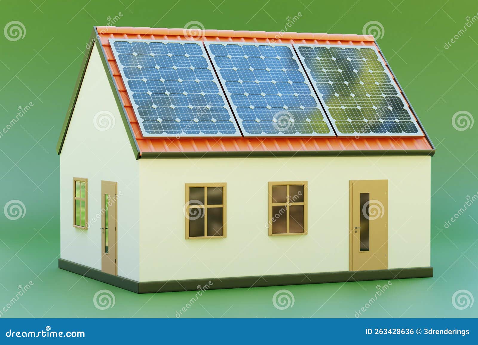 3D Render of Solar House stock illustration. Illustration of house ...