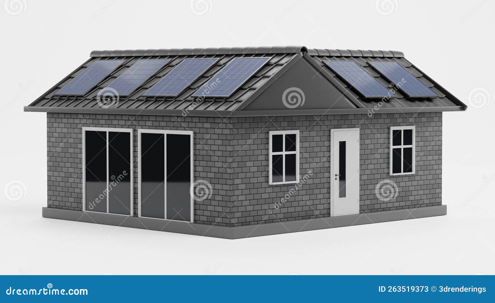 3D Render of Solar House stock illustration. Illustration of solar ...