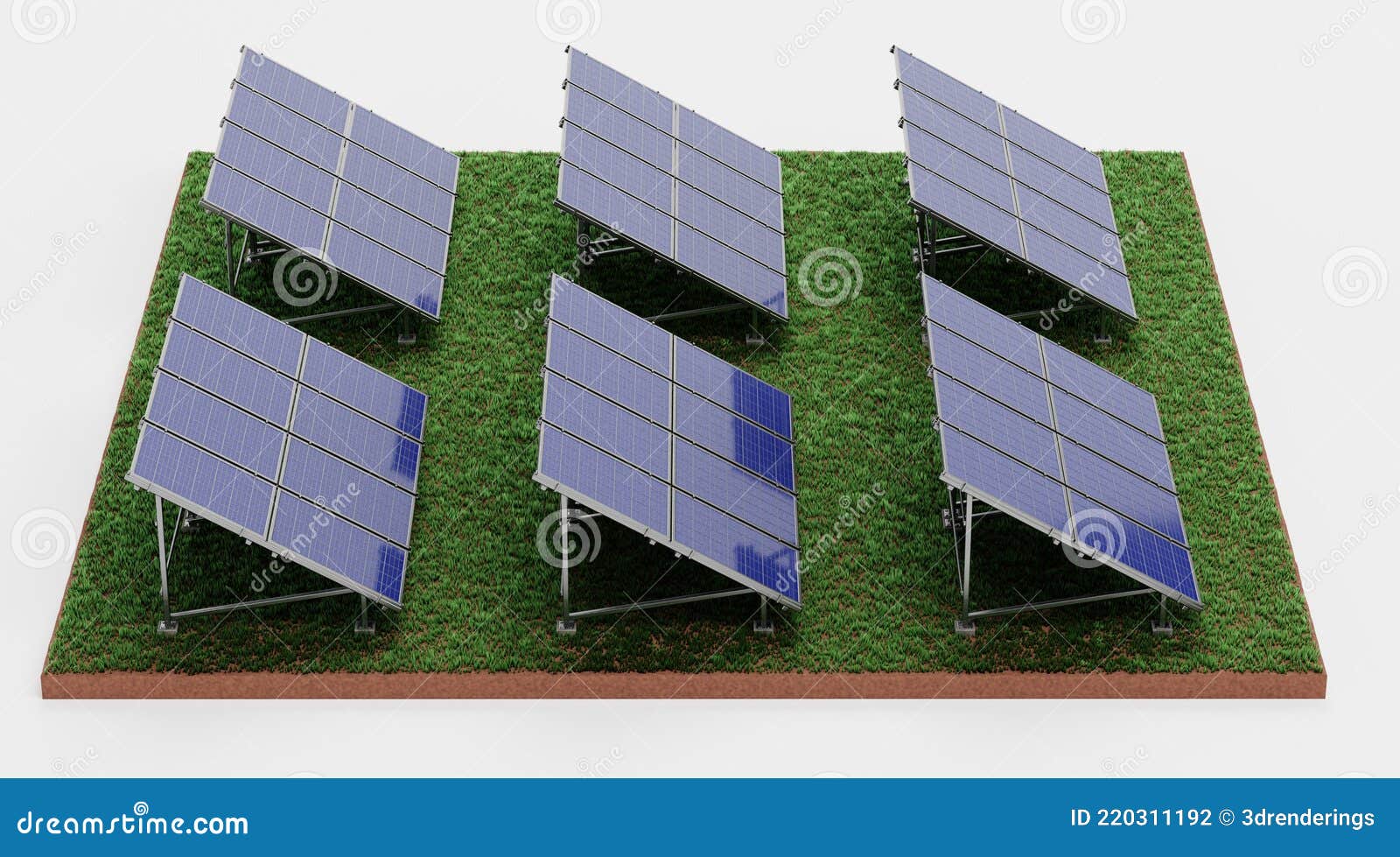 3D Render of Solar Panel Farm Stock Illustration - Illustration of ...