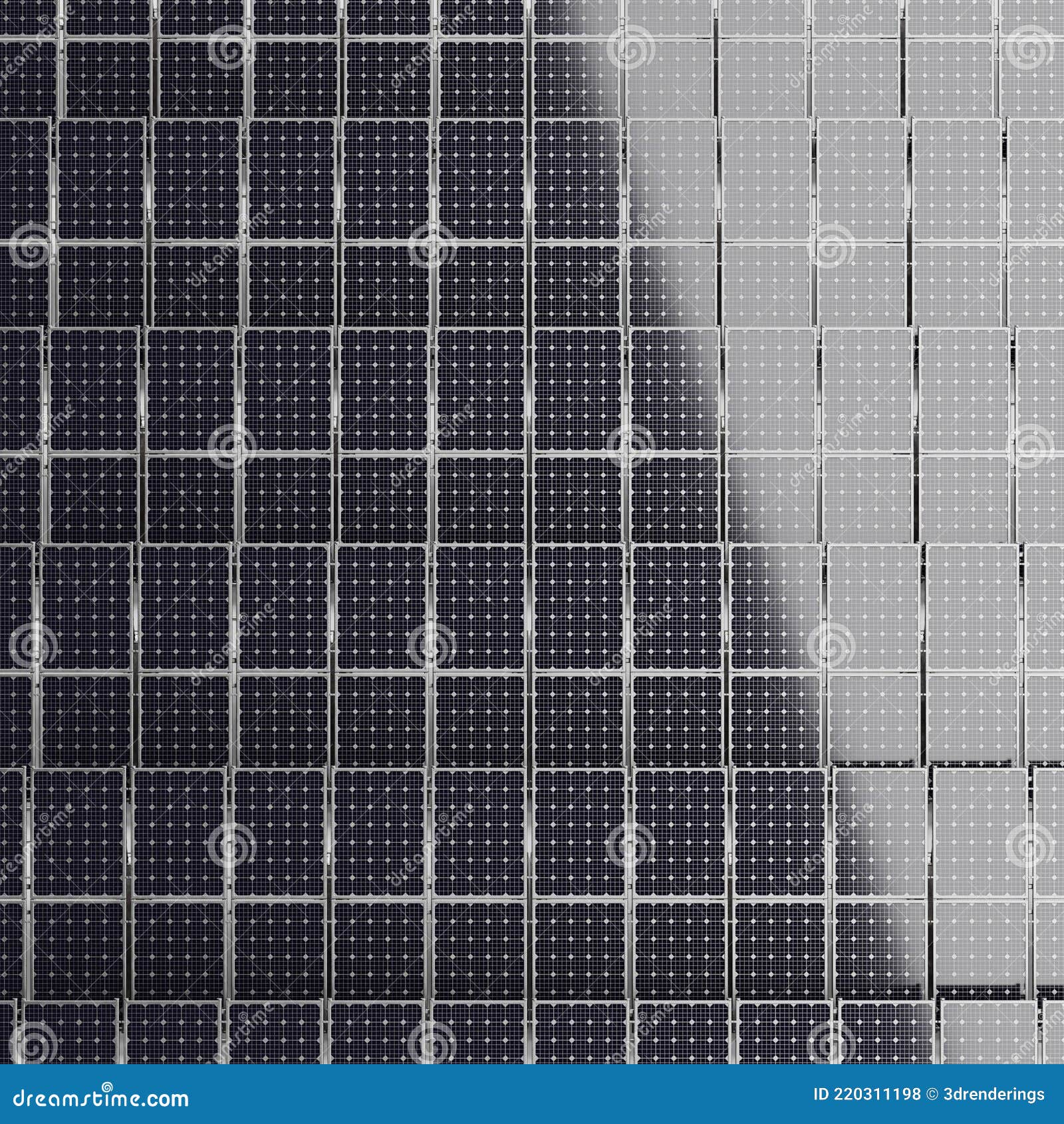 3D Render of Solar Panel Farm Stock Illustration - Illustration of ...