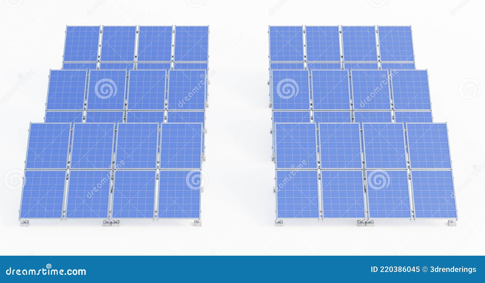 3D Render of Solar Panel Farm Stock Illustration - Illustration of ...