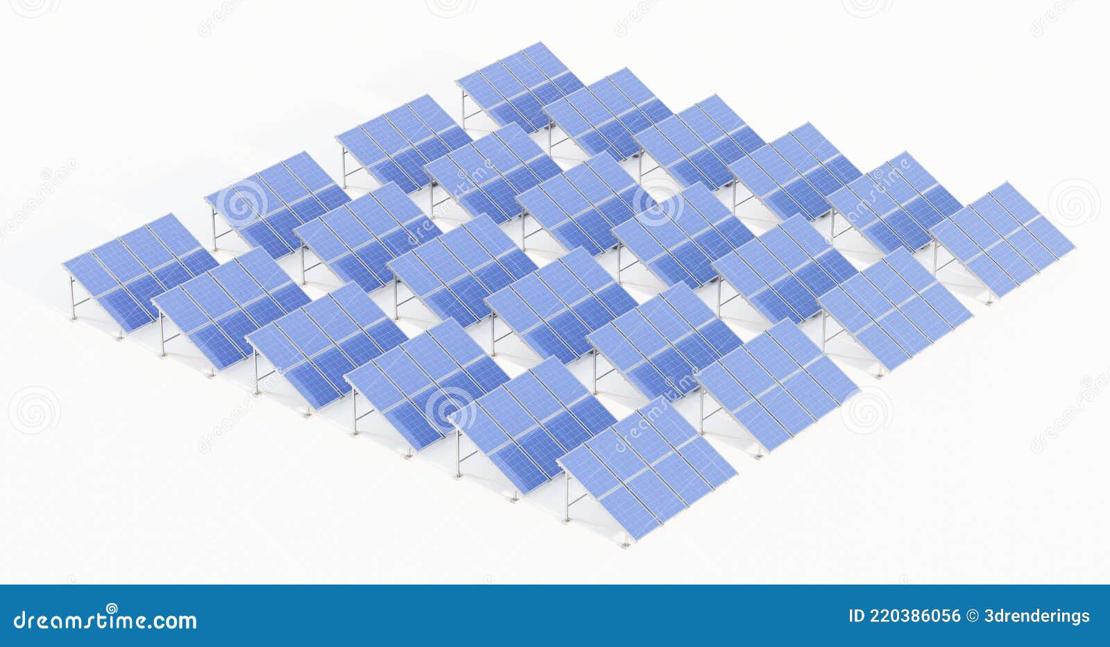 3D Render of Solar Panel Farm Stock Illustration - Illustration of ...