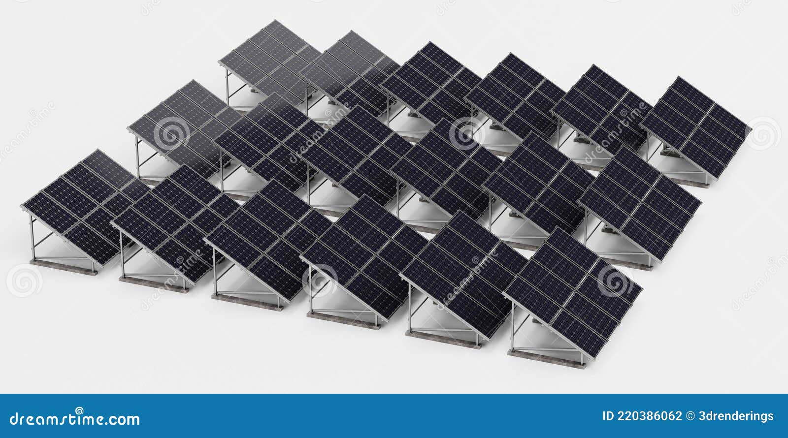 3D Render of Solar Panel Farm Stock Illustration - Illustration of ...
