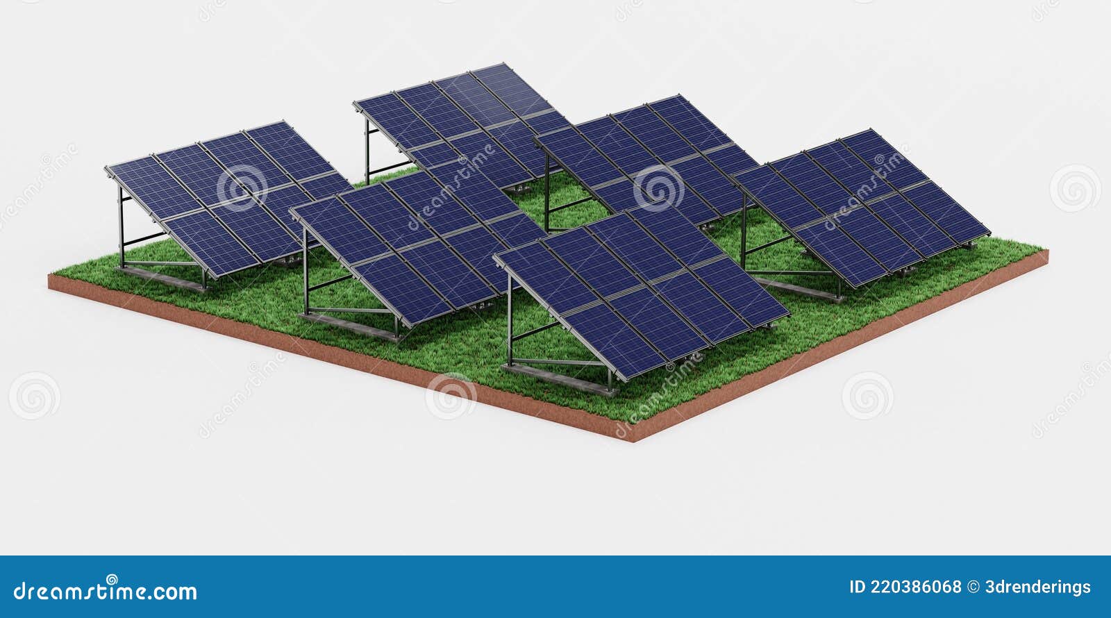 3D Render of Solar Panel Farm Stock Illustration - Illustration of ...