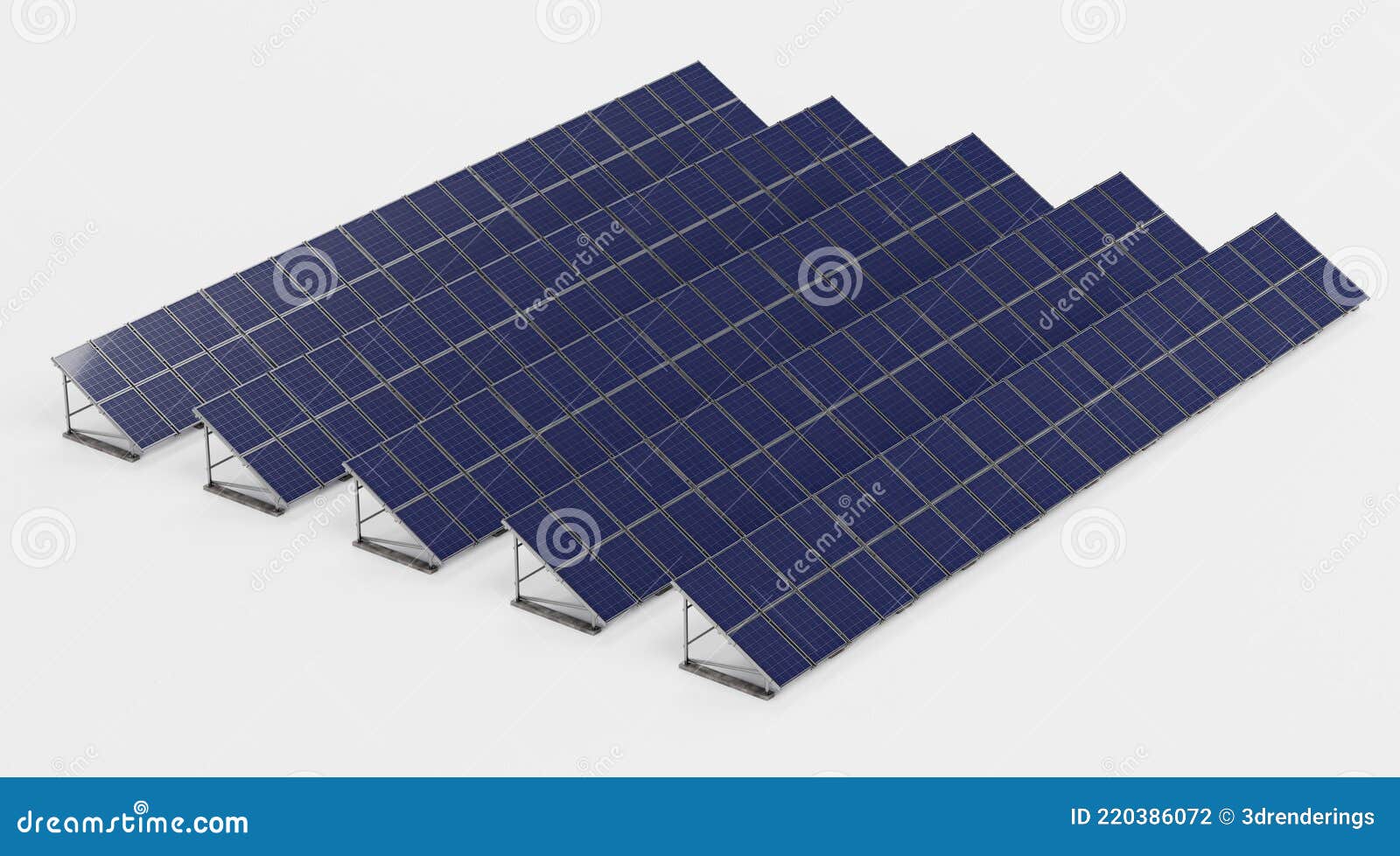 3D Render of Solar Panel Farm Stock Illustration - Illustration of ...