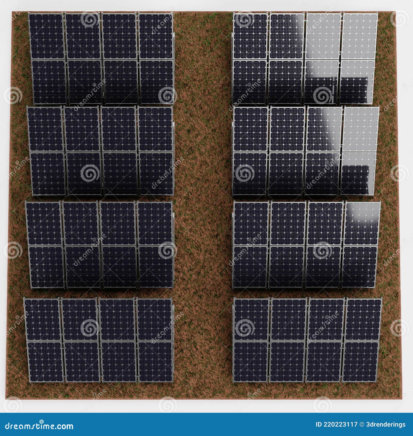 3D Render of Solar Panel Farm Stock Illustration - Illustration of ...