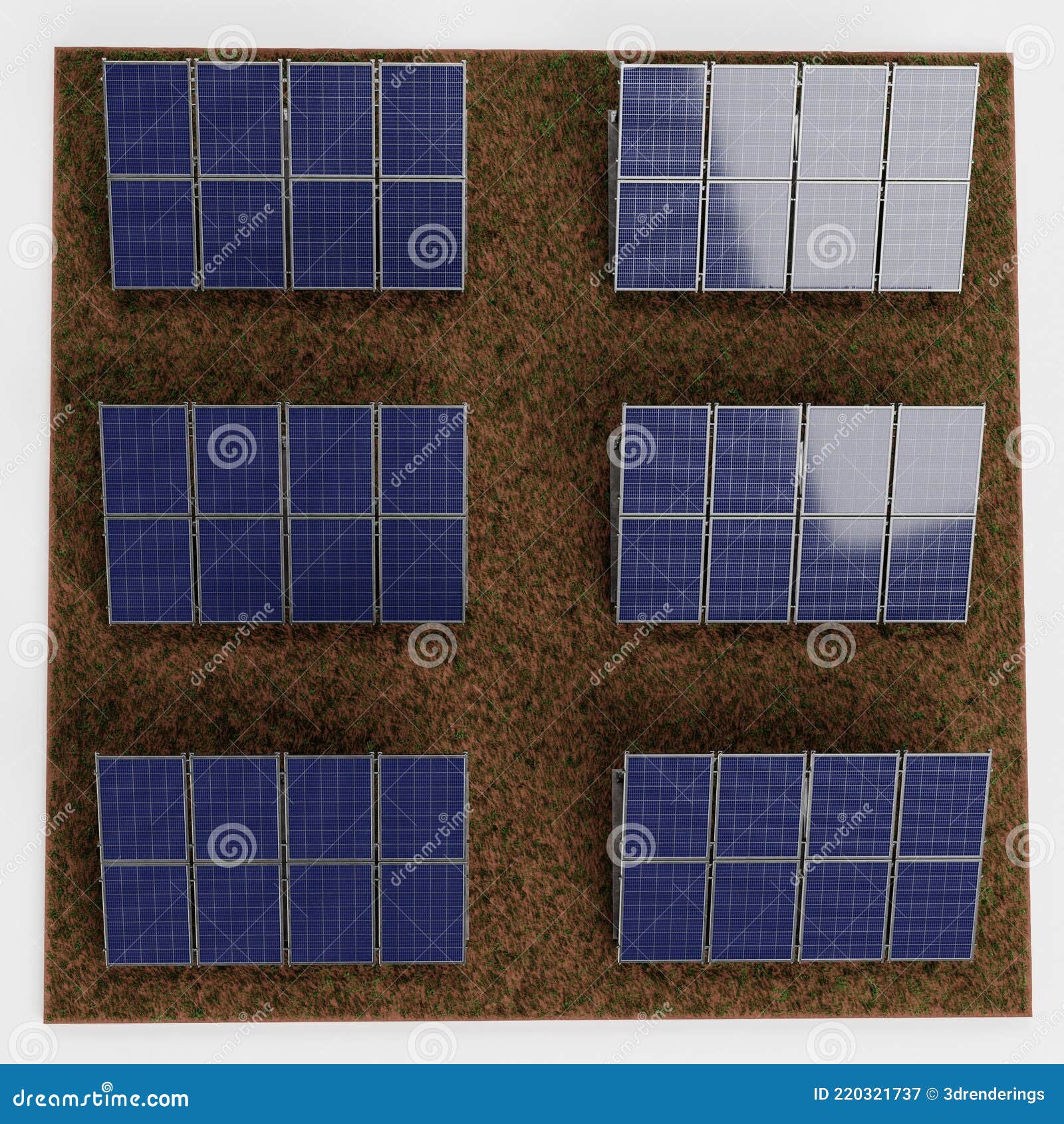 3D Render of Solar Panel Farm Stock Illustration - Illustration of ...