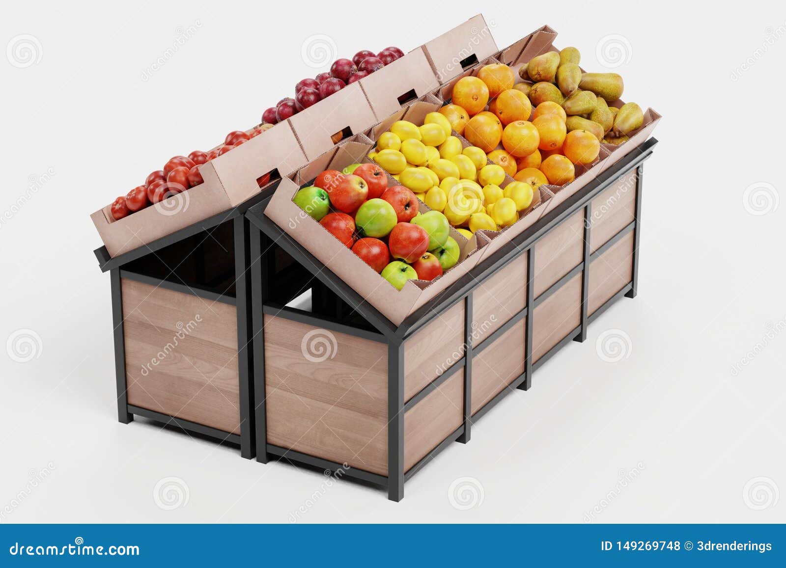 3d Render of Stand with Food Stock Illustration - Illustration of ...