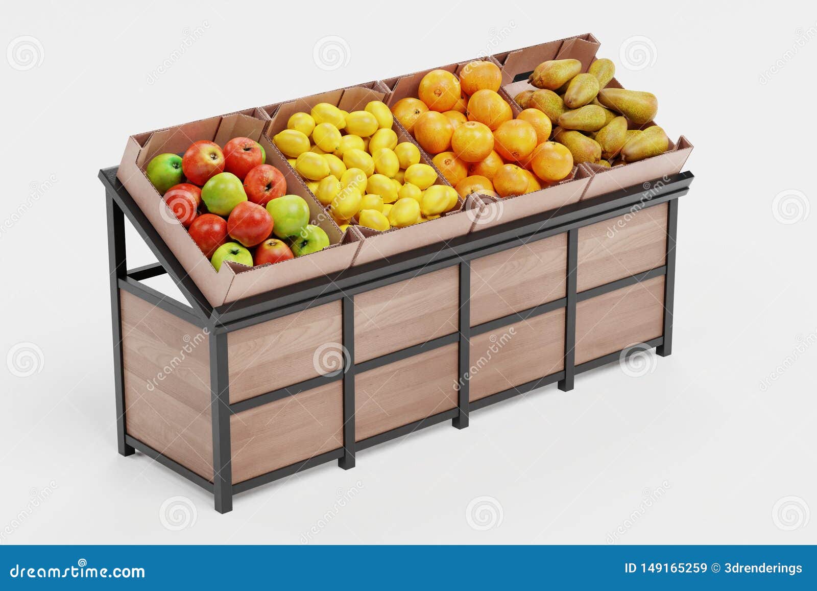 3D Render of Stand with Fruit Stock Illustration - Illustration of ...