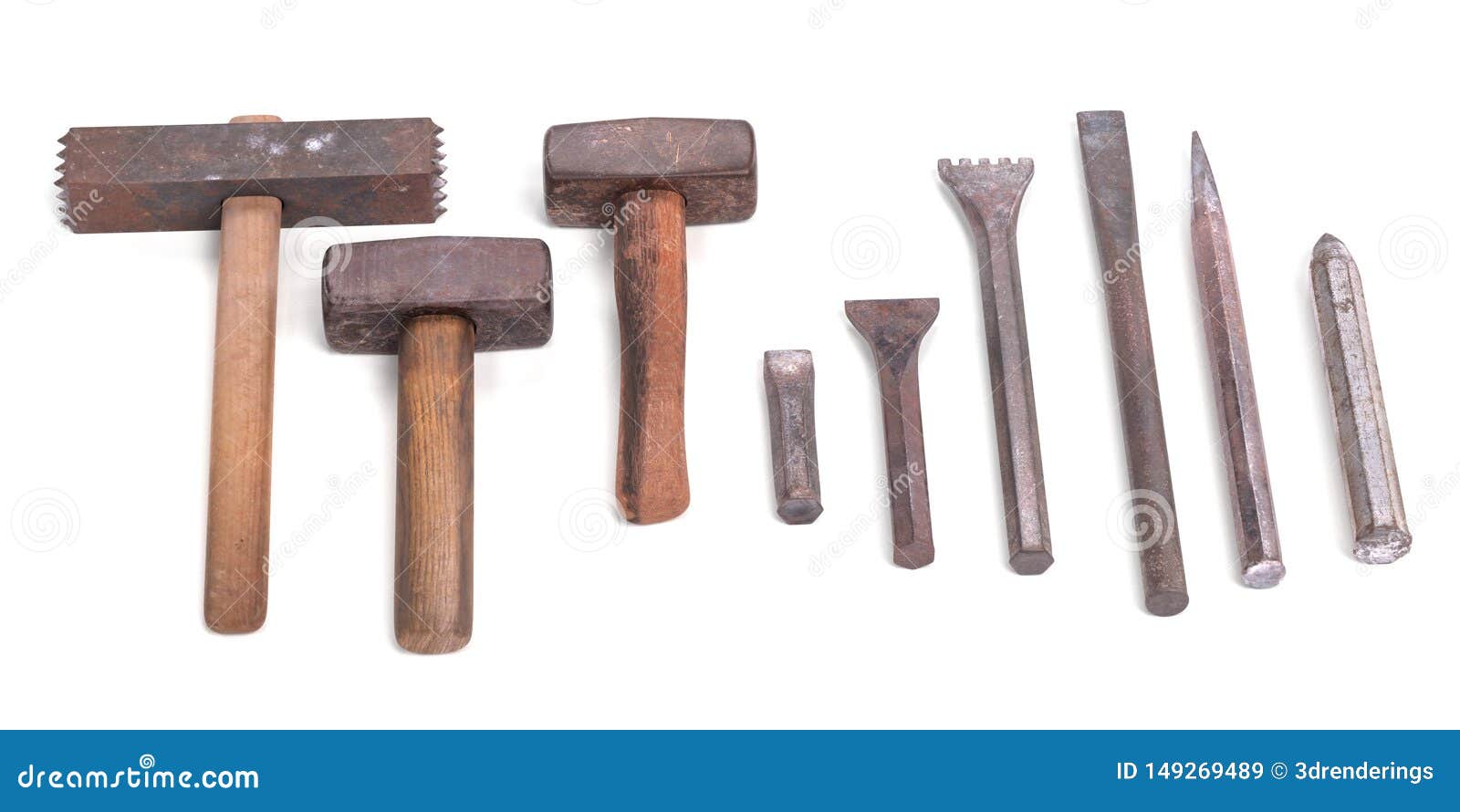 3d Render of Stonemasonry Tool Set Stock Illustration - Illustration of ...