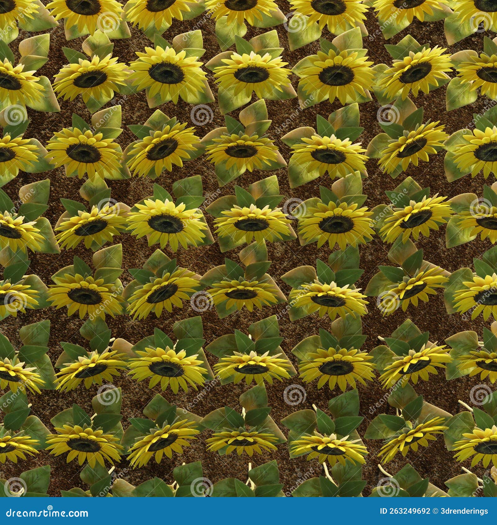 3D Render of Sunflower Field Stock Illustration - Illustration of flora ...