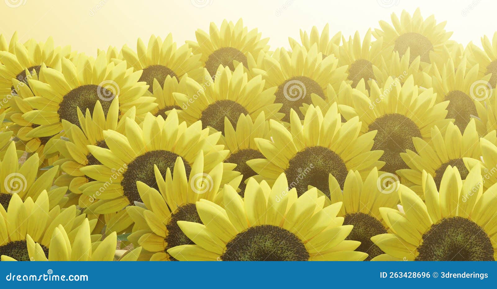 3D Render of Sunflower Field Stock Illustration - Illustration of ...