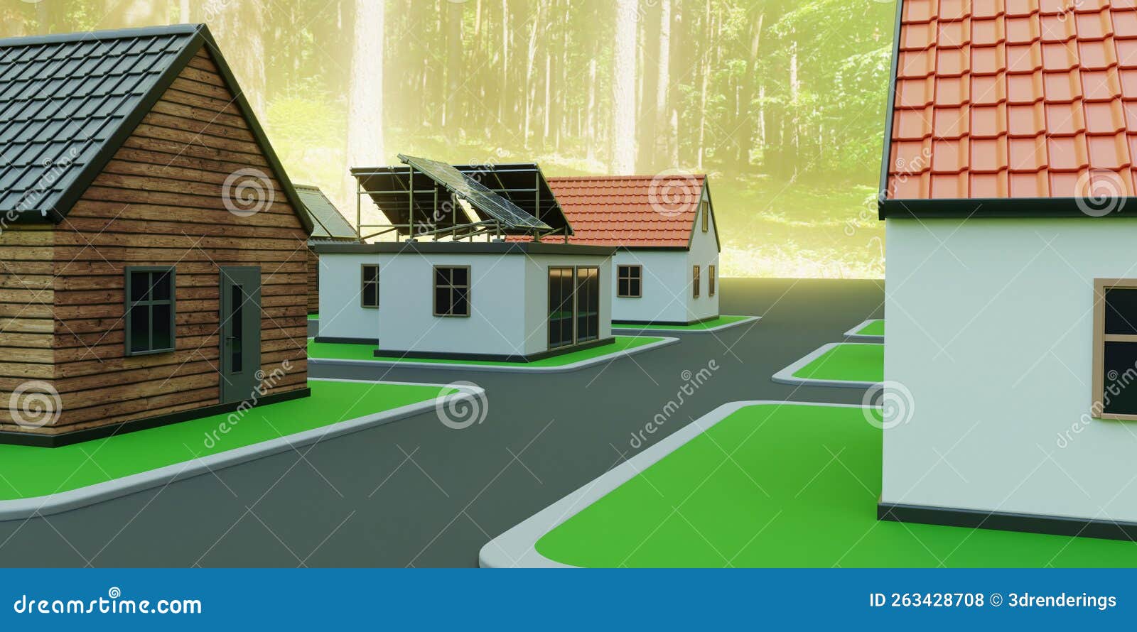 3D Render of Sustainable Village Stock Illustration - Illustration of ...