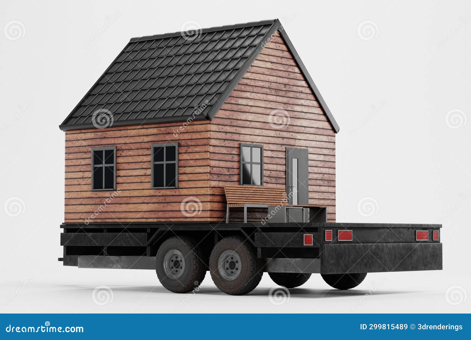 3D Render of Tiny House stock illustration. Illustration of wood ...