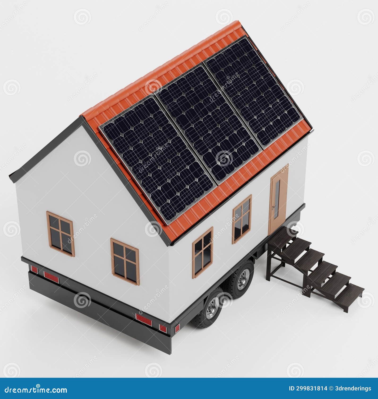 3D Render of Tiny House stock illustration. Illustration of trailer ...