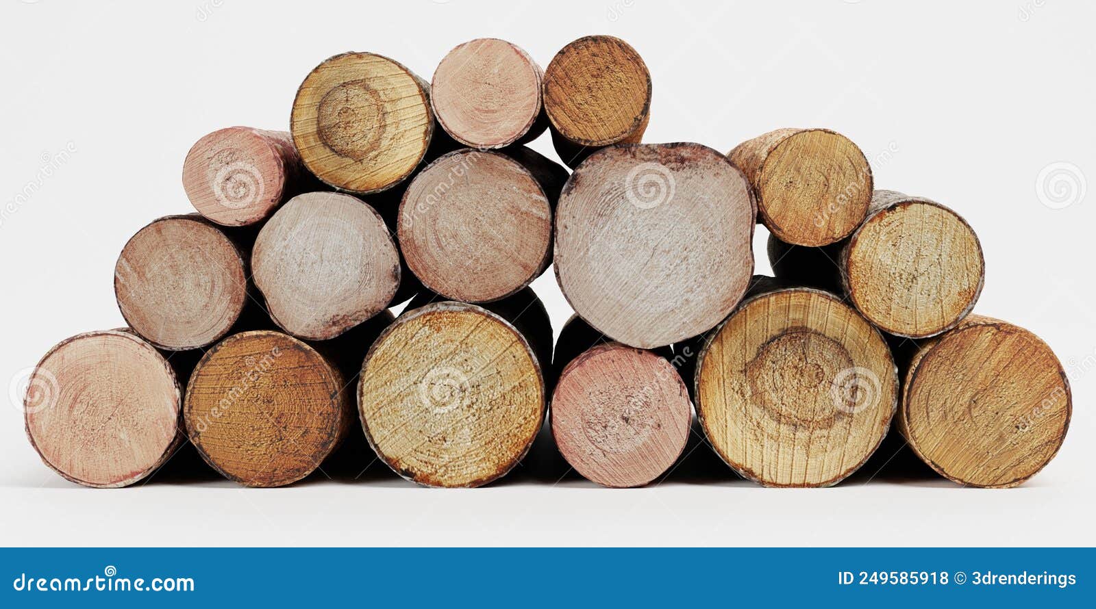 3D Render of Tree Logs stock illustration. Illustration of wooden ...