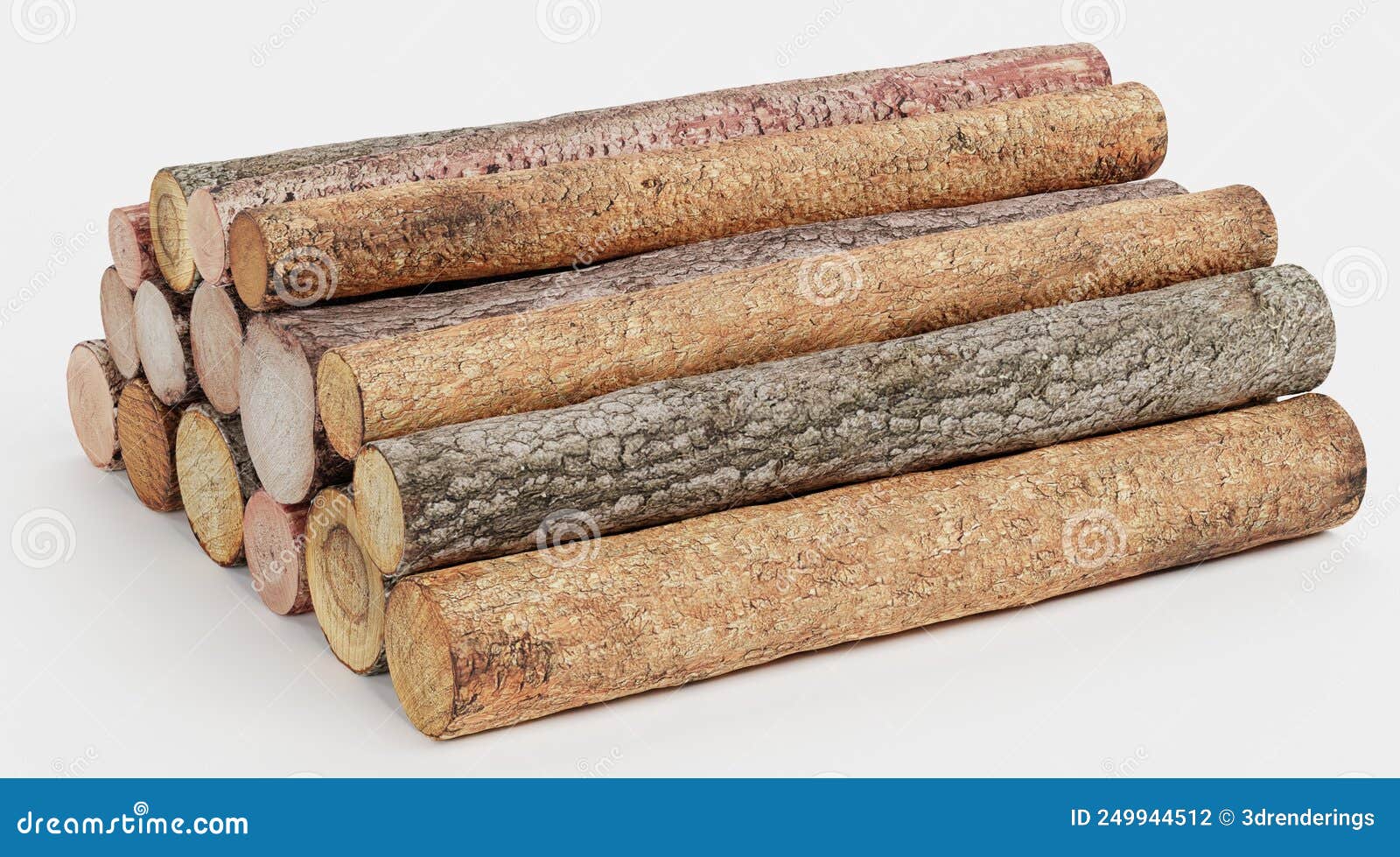 3D Render of Tree Logs stock illustration. Illustration of pile - 249944512