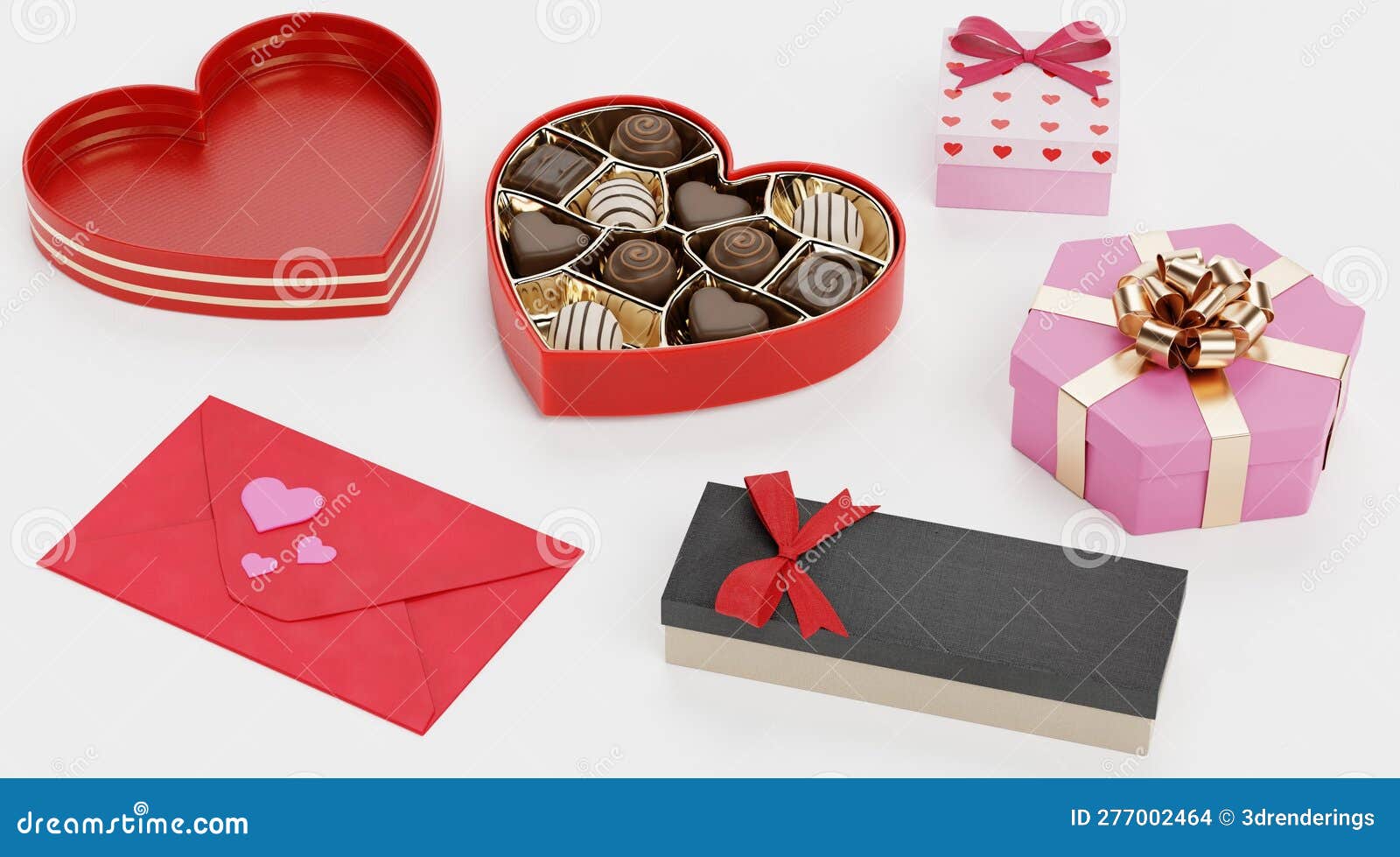 3D Render of Valentine Set stock illustration. Illustration of package ...