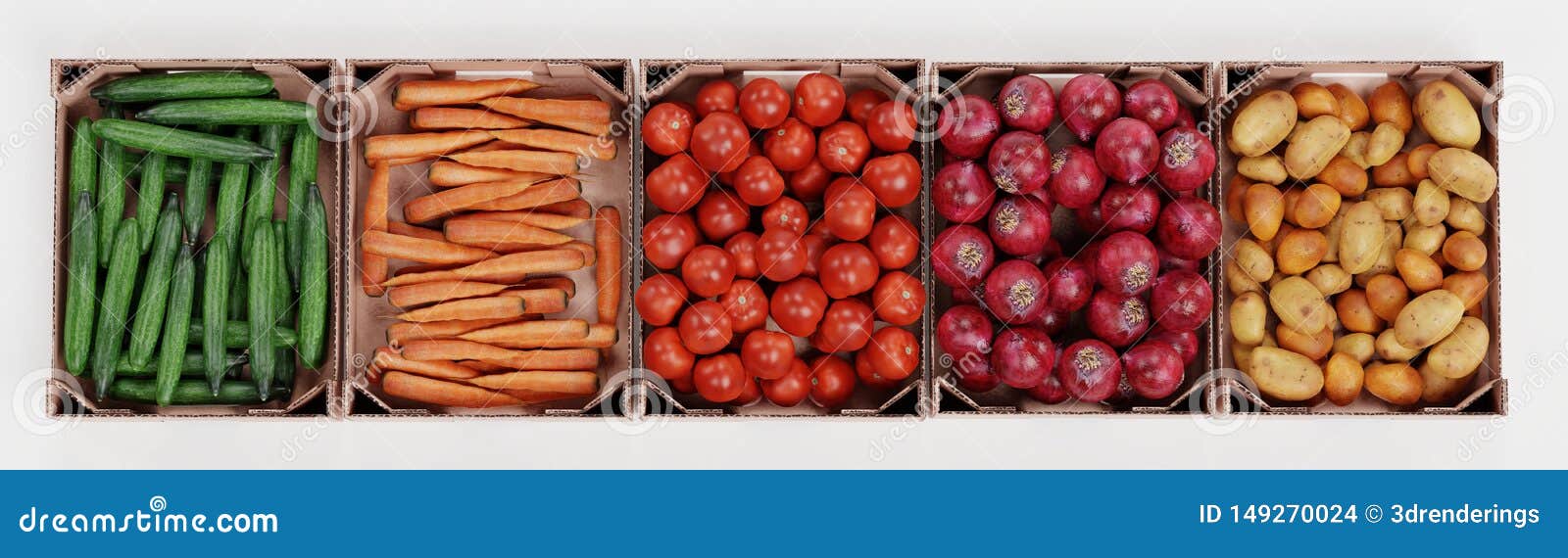 3D Render of Vegetable in Boxes Stock Illustration - Illustration of ...