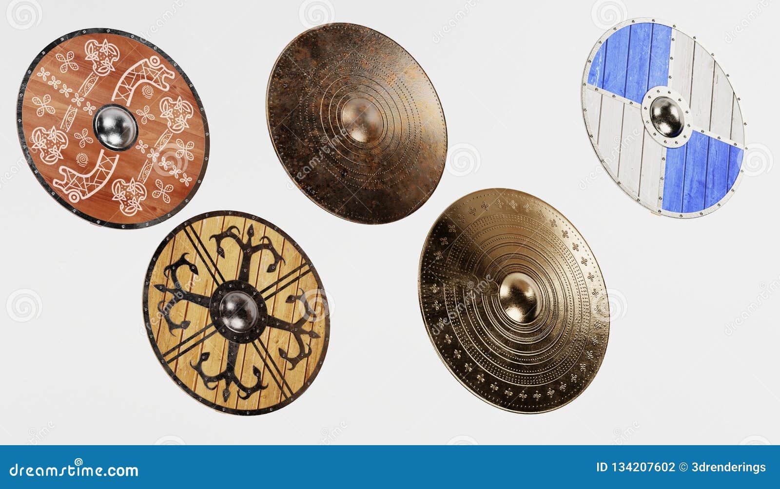 3d Render of Viking Shields Stock Illustration - Illustration of viking ...