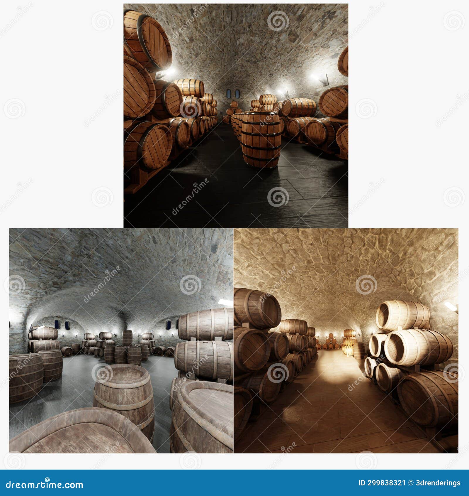 3D Render of Wine Cellars stock illustration. Illustration of barrel - 299838321