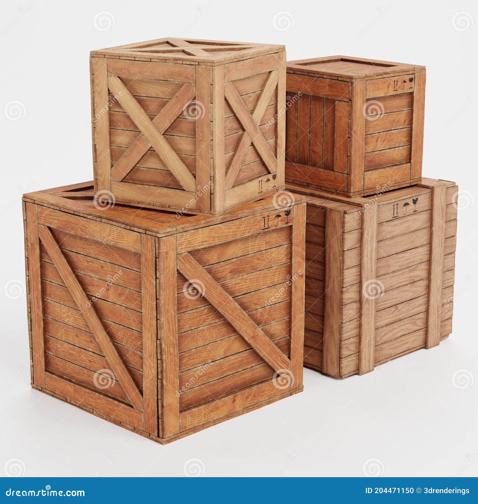3D Render of Wooden Box stock illustration. Illustration of supply ...