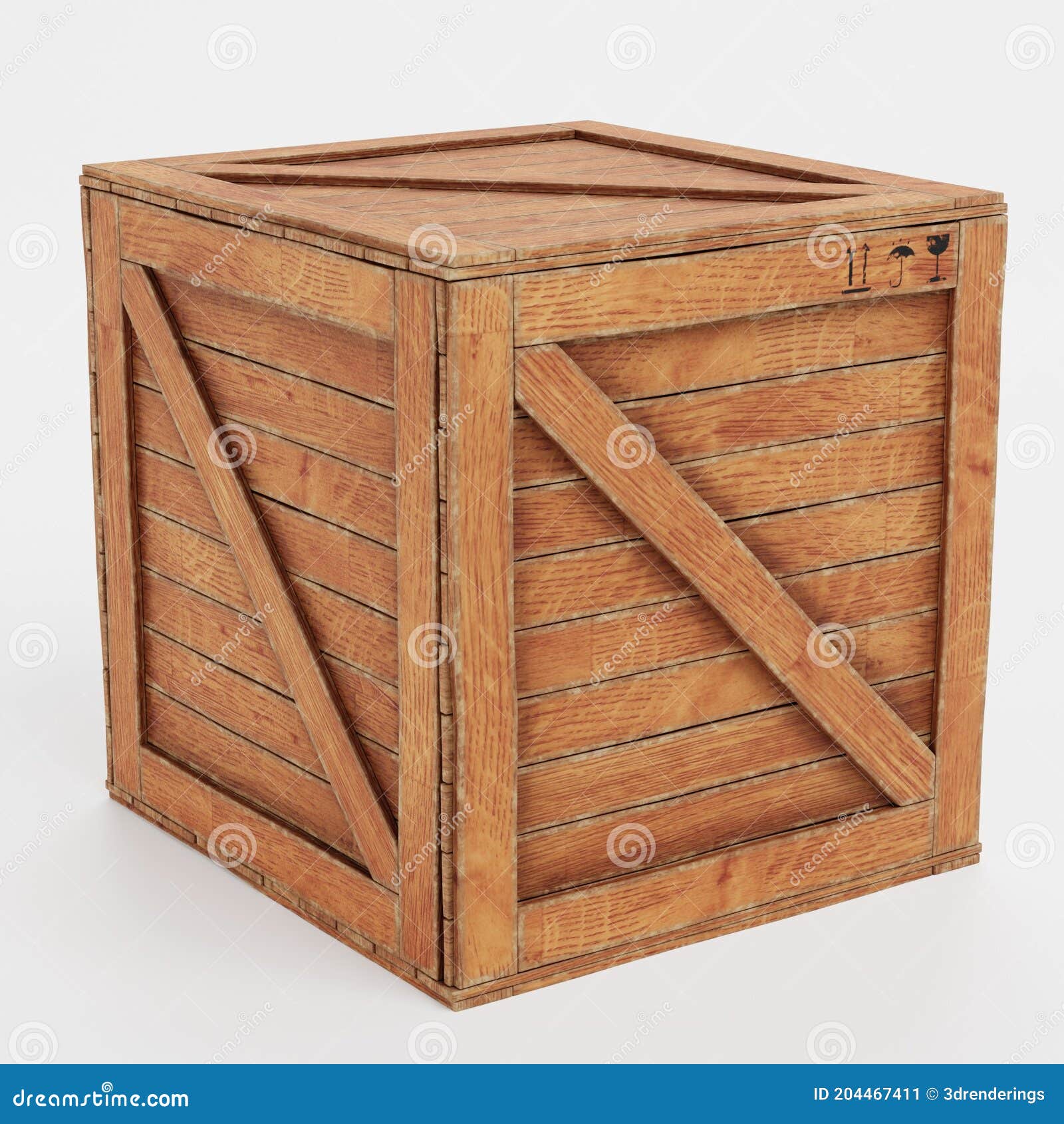 3D Render of Wooden Box stock illustration. Illustration of cargo ...