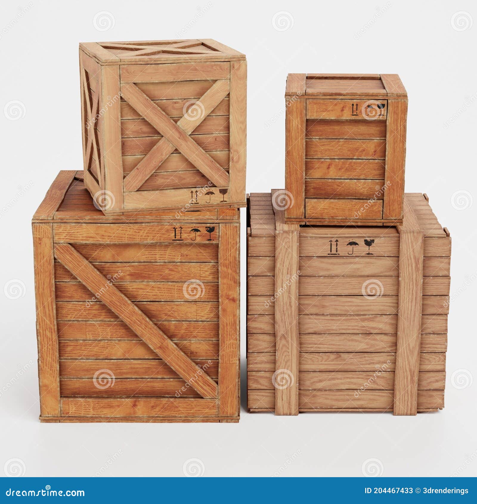 3D Render of Wooden Box stock illustration. Illustration of storage ...