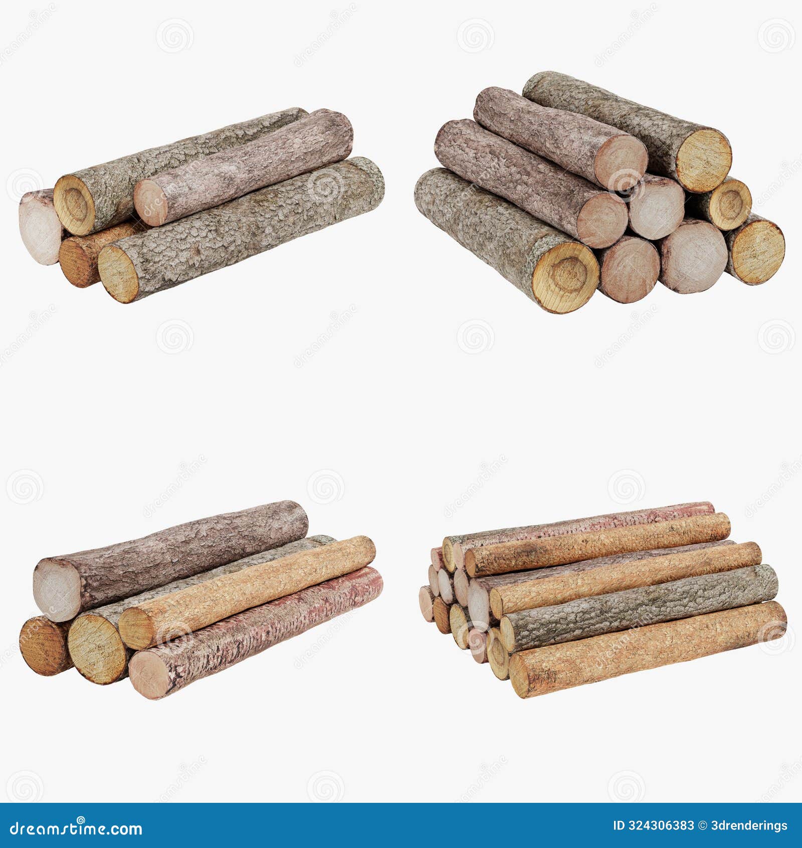 3D Render of Wooden Logs stock illustration. Illustration of graphics ...