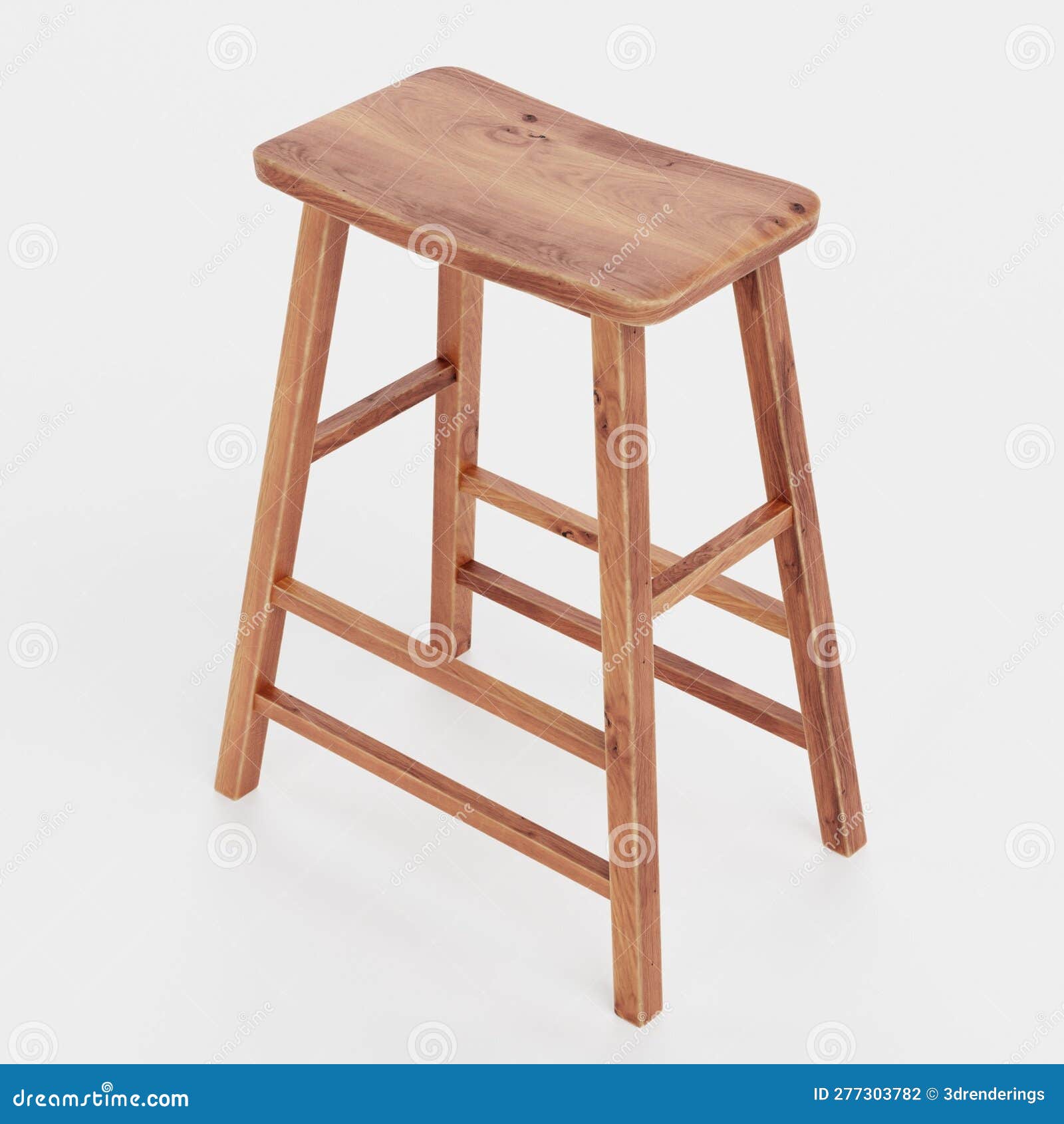 3D Render of Wooden Stool stock illustration. Illustration of seating ...
