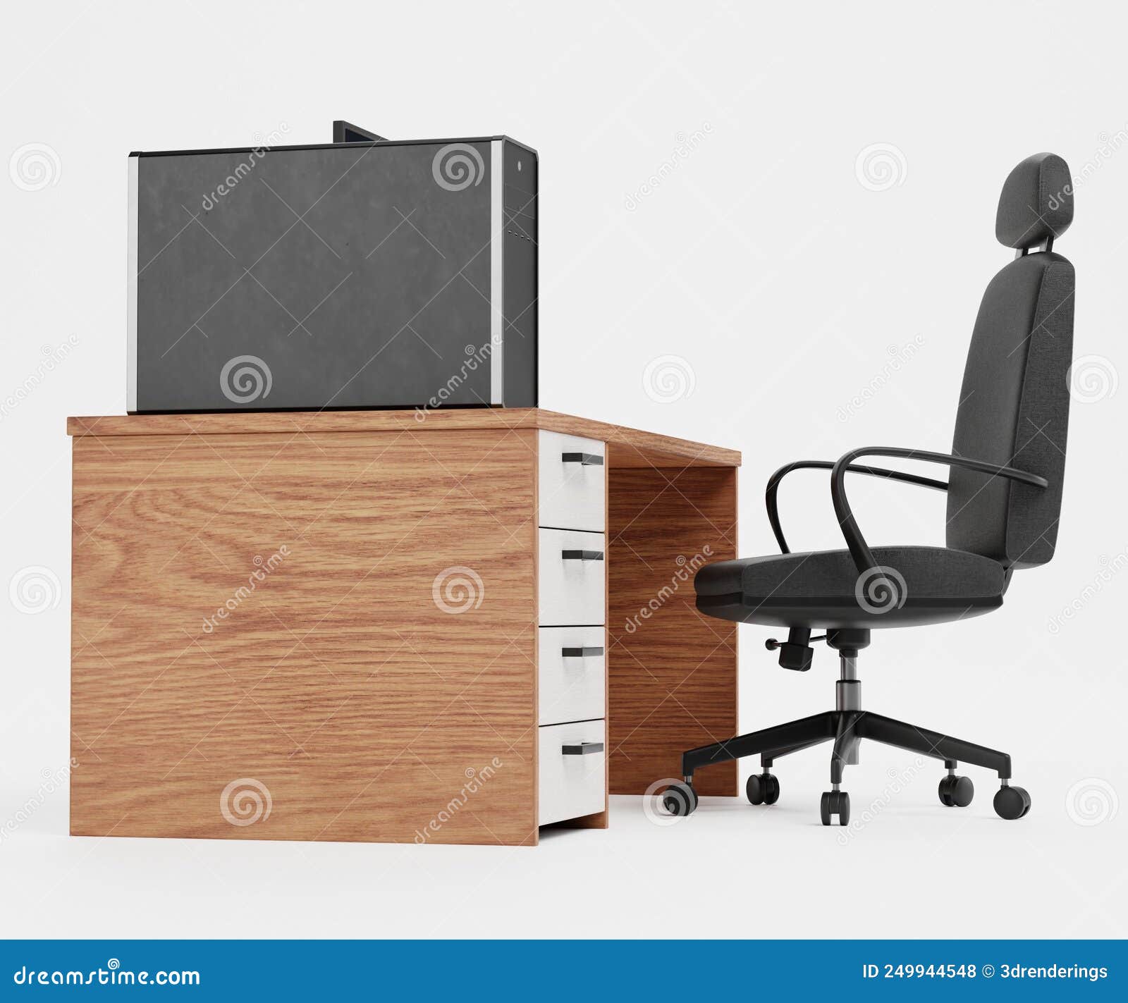 3D Render of Workstation with PC Stock Illustration - Illustration of ...