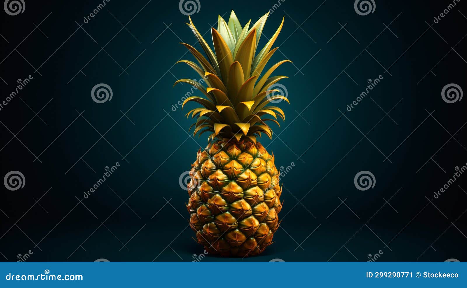 Realistic 3d Rendered Pineapple on Dark Background Stock Illustration ...