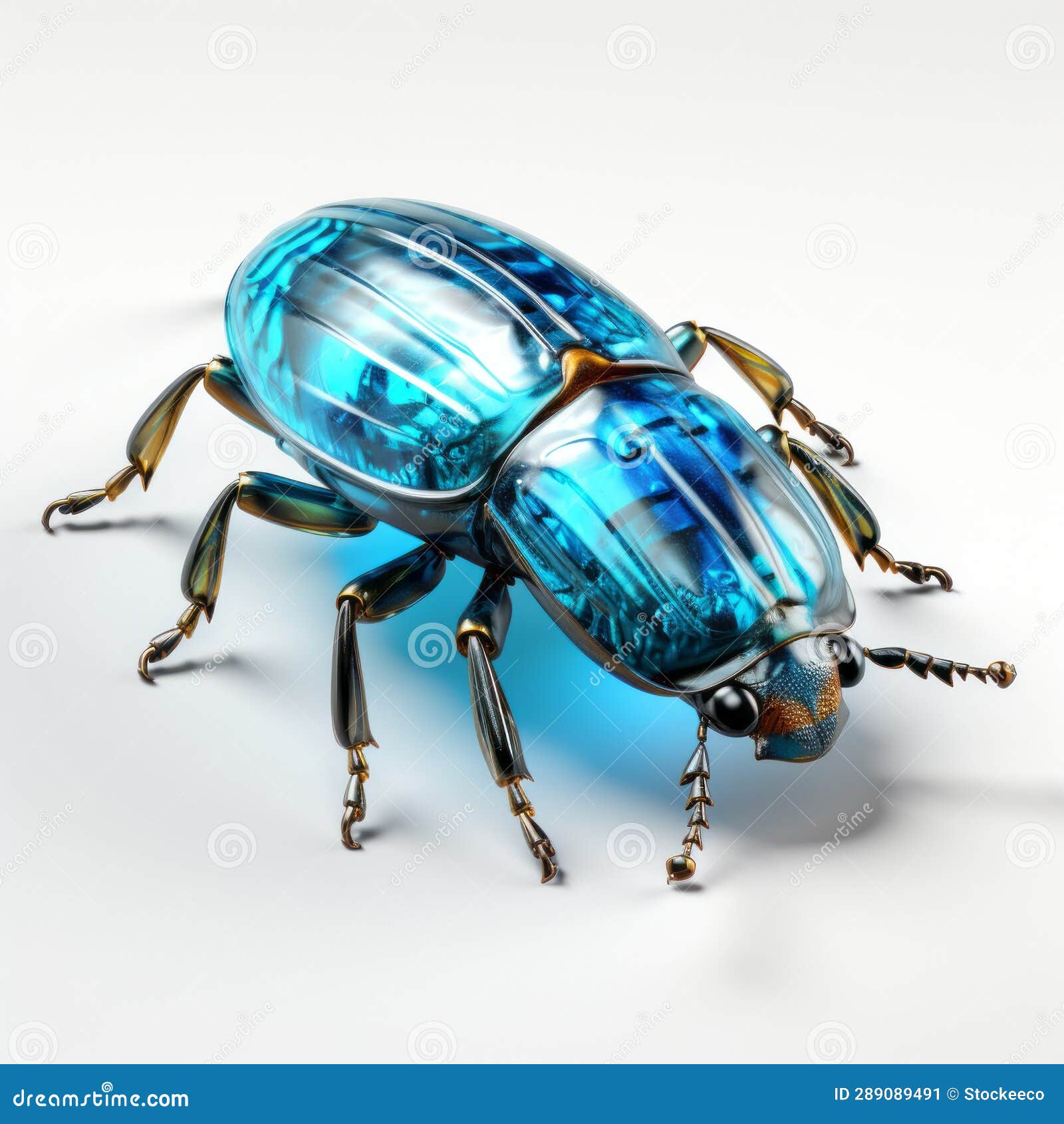 Realistic 3d Rendering of Blue Mechanical Beetle on Transparent ...