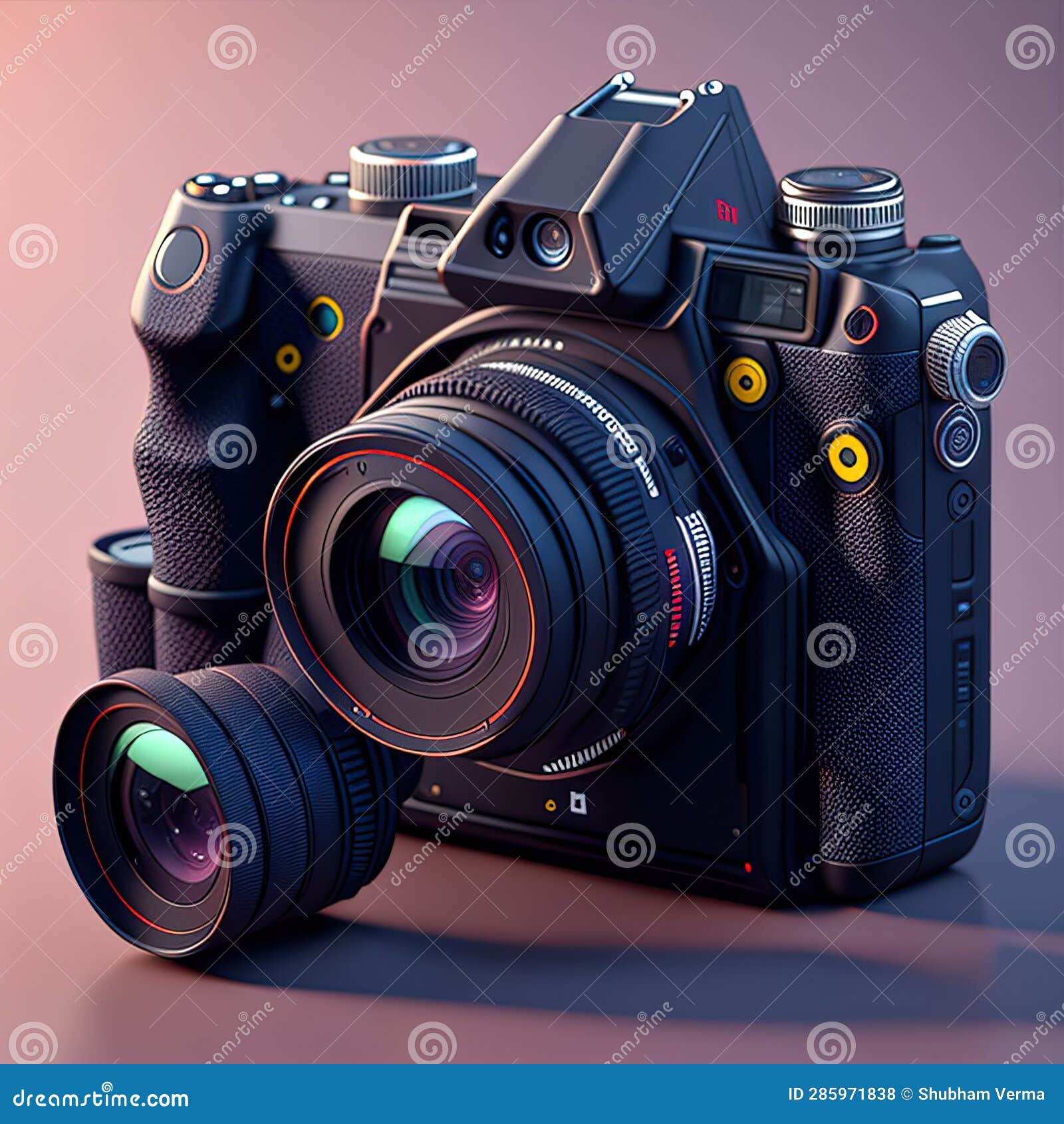 Realistic 3 D Rendering Camera. Digital Illustration Stock Illustration ...